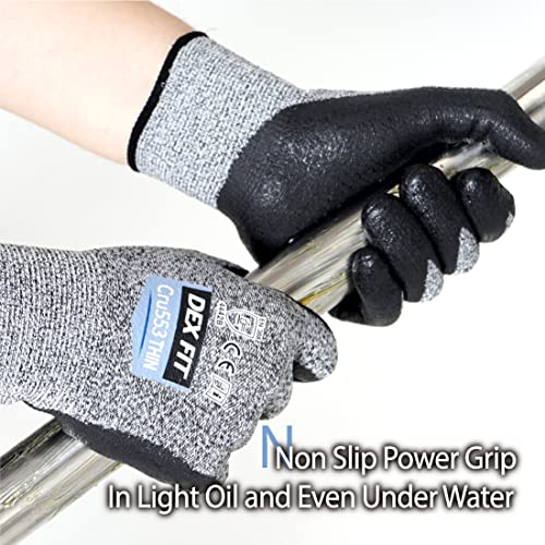 DEX FIT Level 5 Precision Cut Resistant Gloves Cru553 Thin, Firm Grip, 3D-Comfort Fit For Precision Assembly; 1 Pair