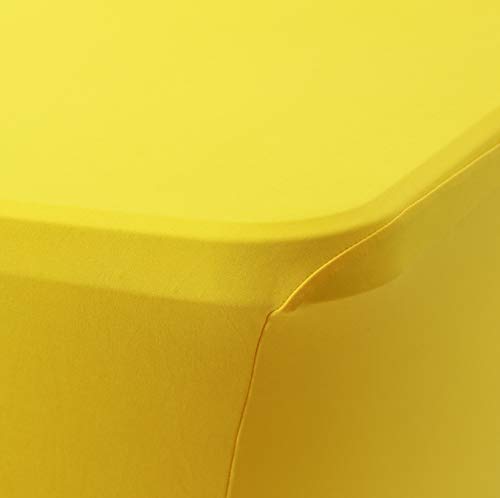 Obstal 6ft Stretch Spandex Table Cover for Standard Folding Tables - Universal Rectangular Fitted Tablecloth Protector for Party (Yellow, 72 Length x 30 Width x 30 Height Inches)