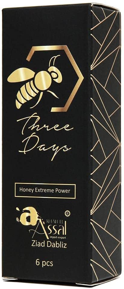 DABLIZ GROUP INTERNATION TRADING LLC Khan El Assal Three Days Organic Honey For Men Made With Natural Jelly Bee Pollen and 100% Pure Mixed Herbals- Pack of 6 Sachets, 0.09 kilograms