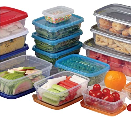 Dialust Rectangular Plastic Food Storage Container with Air Tight Lid Kitchen Food Container Meat Box Fridge and Freezer Storage Boxes Bowl - 225ml, 325ml, 650ml, 1250ml, 2200ml, 3500ml, 6 Pcs, Clear