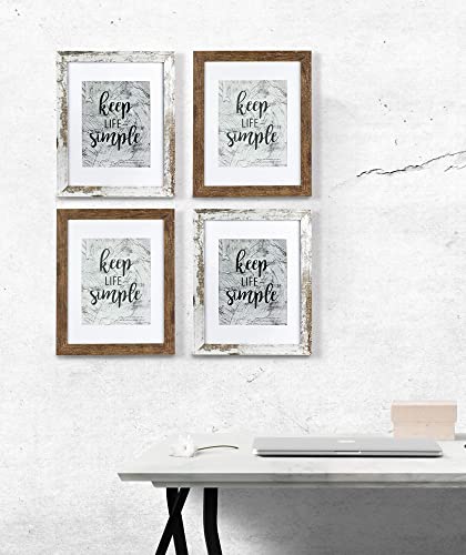 kennethan 11x14 Picture Frame Rotten White 2 Pcs in 1 set 11x14 Frame can Display 8x10 Picture with Mat or 11x14 Without Mat on the Wall