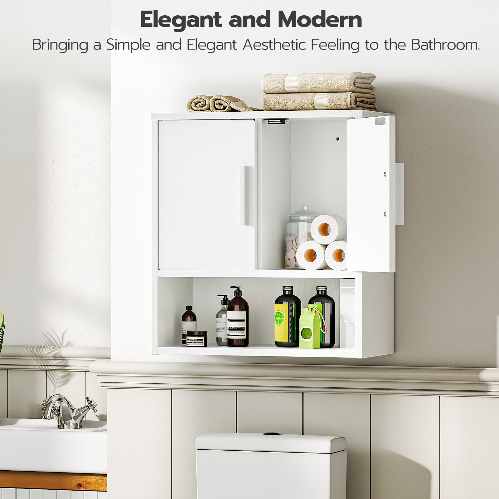 HOOBRO Medicine Cabinet, Bathroom Cabinet Wall Mounted, 15 x 7.1 x 16.1Inches, 3 Hidden Compartments, for Bathroom, Bedroom, Kitchen, White WT48CW01