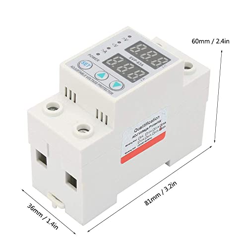 Double LED Display Single Phase Adjustable Voltage Current Protector Voltage Protective Device AC230V 63A 81 x 36 x 60mm