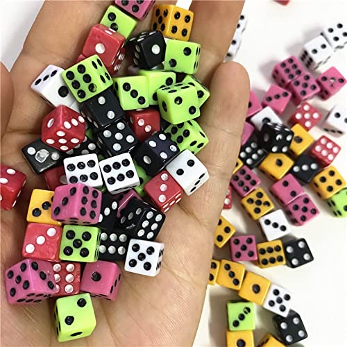 ZYM305 50Pcs/lot 8 * 8 * 8mm 6colors Plastic White Gaming Dice Six Sided Cube for Decider Birthday Parties Board Game Games Dice (Color : White)