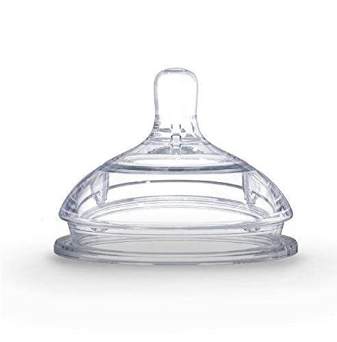 Comotomo 2 Pack Silicone Replacement Nipple, Slow Flow Clear, 0-3 Months