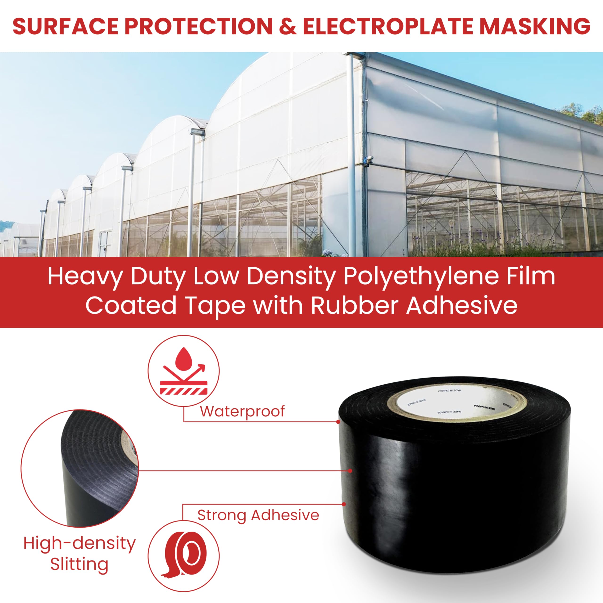 GGR Supplies T.R.U. LDPE Heavy-Duty Greenhouse Polyethylene Repair Weatherseal Film Tape. Long Term UV Exposure Ideal for Sealing and Seaming. (Clear, 2" X 36 Yards)