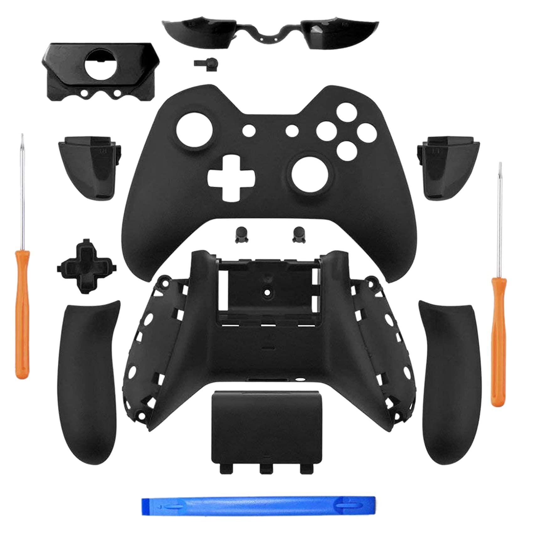 Cusstally Black Controller Housing Shell Full Set Faceplates Buttons for with The 3.5 mm Headset shell kit with 3.5 port