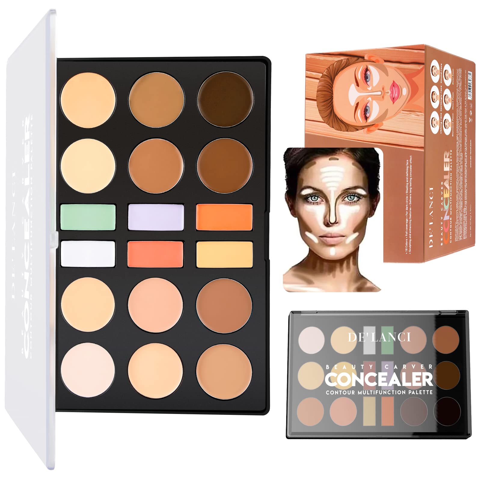 Contour Concealer Cream Makeup Palette Kit, Face Contour Cream Foundation,Full Coverage Concealer Palette, Facial Camouflage Contour Pallet with True Complexion High Pigmented Waterproof