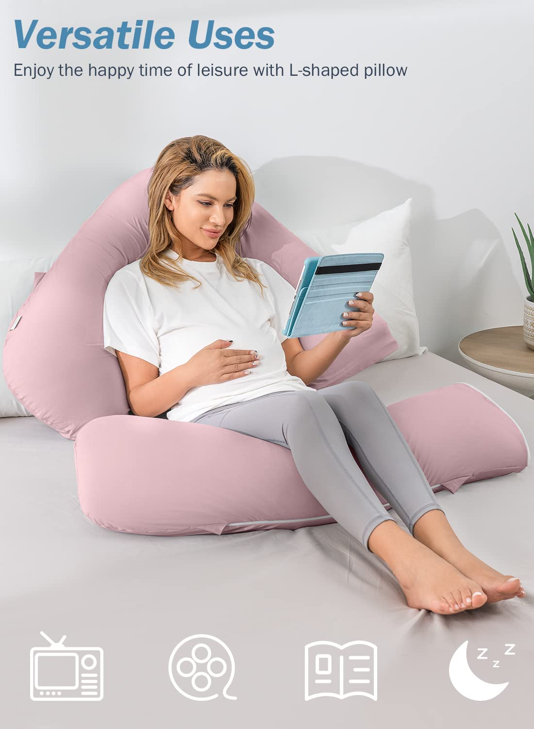 INSEN Pregnancy Pillow for Sleeping,Maternity Body Pillow for Pregnancy Women,Pregnancy Support Pillow for Back, Hip Pain,Grey