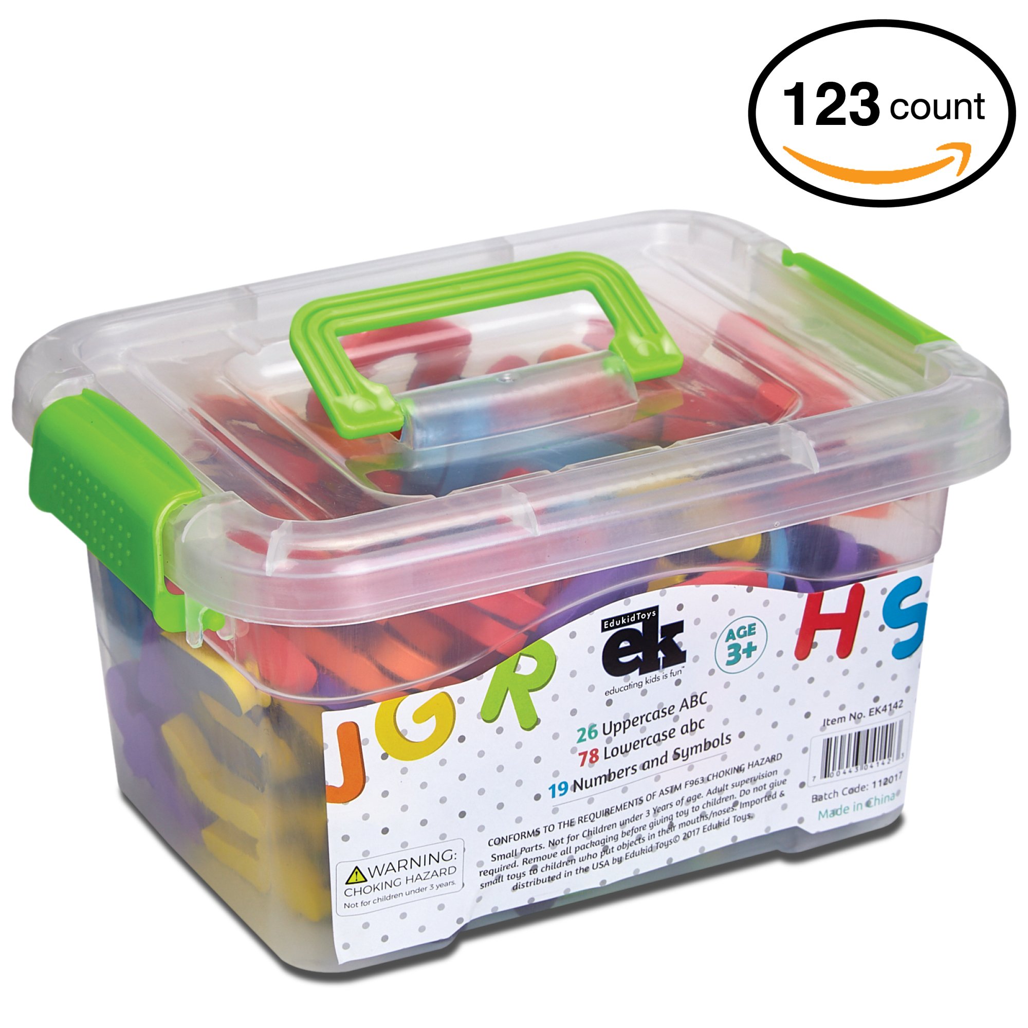 Magnetic Foam Letters and Numbers Premium Quality ABC, 123 Foam Alphabet Magnets | Educational Toy for Preschool Learning, Spelling, Counting in Canister