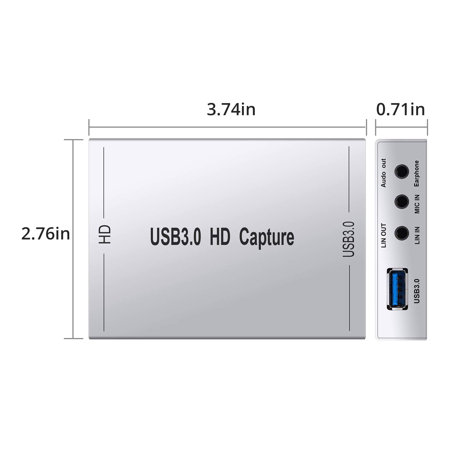 CAMWAY HDMI Game Capture Card USB3.0 Video Capture 1080P HDMI to USB3.0 Live Video Capture Game Capture with HDMI Loop-Out Support HD1080P 60HZ Windows YouTube Twitch for PS3 PS4 Xbox Wii U