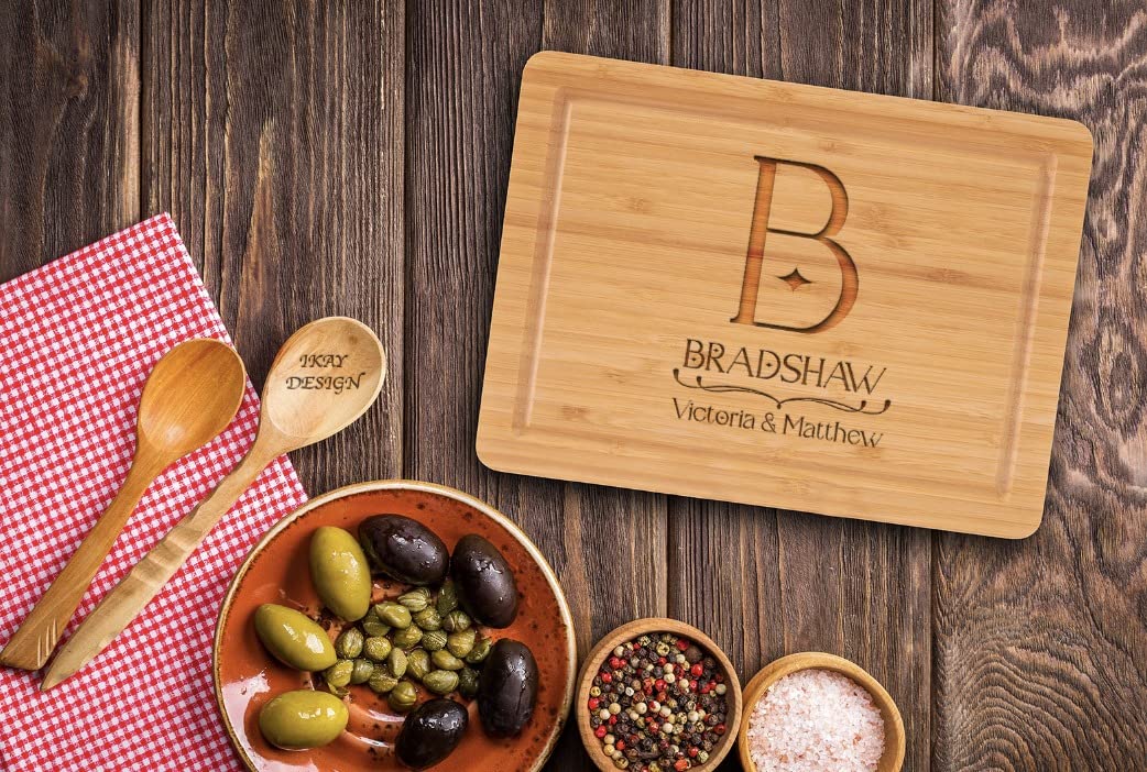 Custom Couple Cutting Board, Laser Engraved Gift for Wedding, Personalized Bamboo Cutting Board with Name, Engraved Cutting Board, Unique Anniversary Gift for Couple, Custom Wedding Cutting Board