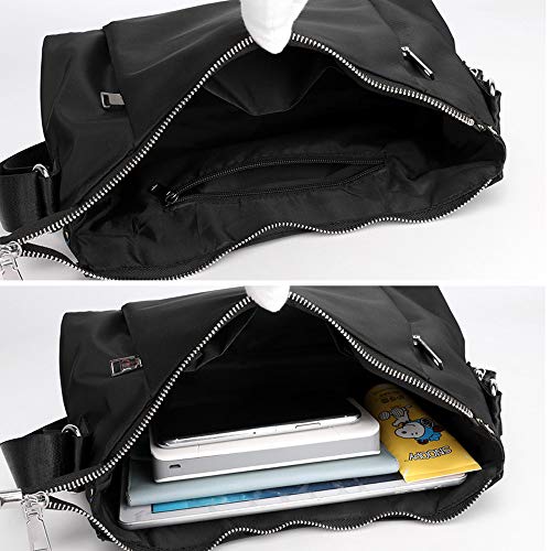 SplendoRoute Multi Pocket Shoulder Bag for Women Nylon Sling Crossbody Bag