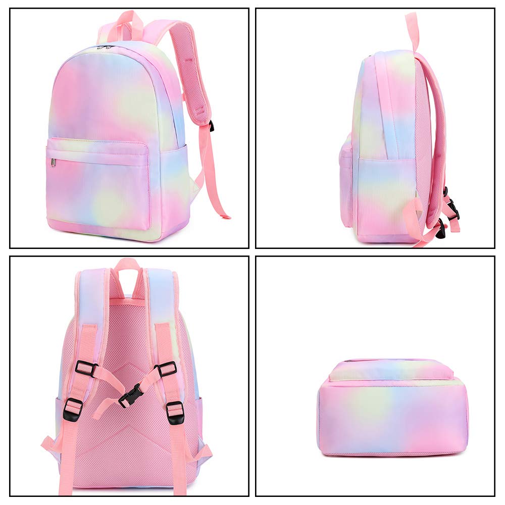 CAMTOP Backpack for Girls Kids School Backpack with Lunch Box Preschool Kindergarten BookBag Set (Rainbow A)