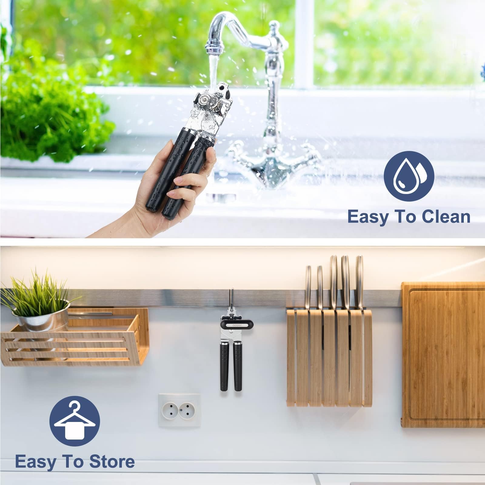 Can Opener, Manual Can Opener Kitchen Durable Stainless Steel Heavy Duty Can Openers with Anti-slip Hand Grip Ultra Sharp & Smooth Edge