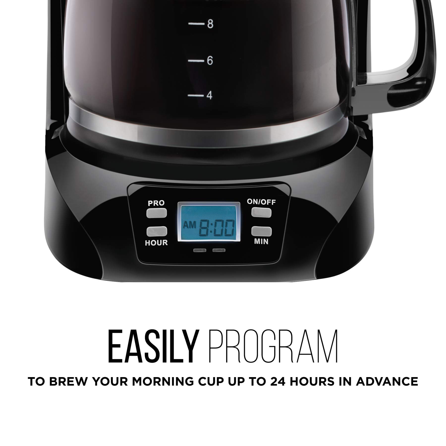 Chefman 12-Cup Programmable Coffee Maker, Electric Brewer, Auto Shut Off, LCD Display With Auto-Brew Function, Anti-Drip Pot, Reusable Filter for Fresh Grounds, Round Stainless Steel, Glass Carafe