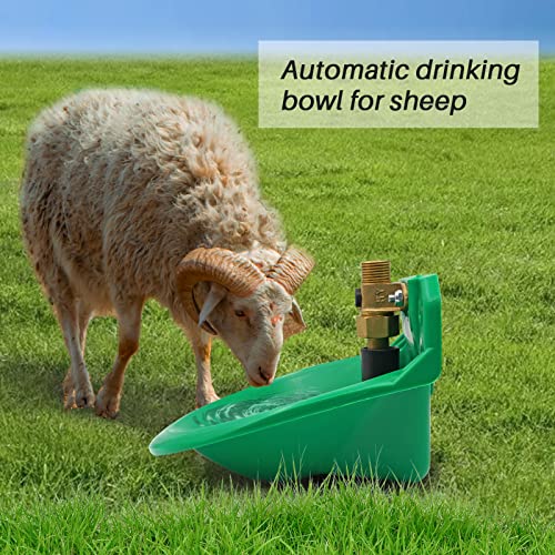 MINYULUA 2pcs Automatic Waterer Bowl Sheep Goats Drinking Bowl Farm Feeding Water Bowl Dispenser Plastic Drinking Trough Livestock Supply for Piglet Cattle Dog, Green