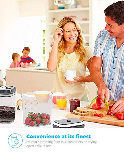 Zeppoli Air-Tight Food Storage Container Set | 5-Piece Set - Durable Plastic - BPA Free - Clear Plastic with Black Lids (2.0 qt/2.3 liters) (1.5 qt./1.7 liters) (0.9qt/1.0 liter) (0.35qt/ 0.38 liter)