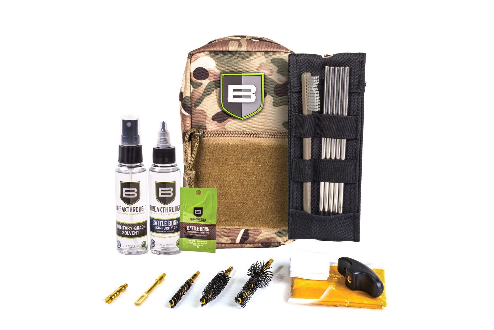 Breakthrough Clean Rifle Cleaning Kit with Oil and Cleaner- Nylon Pouch with Cleaning Tools for .30 Cal. / .308 Cal - CAMO