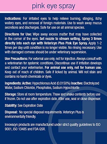 Pink Eye Spray by Vetericyn | Eye Spray for All Animals to Relieve Redness, Irritation, and Discharge - 16-ounce