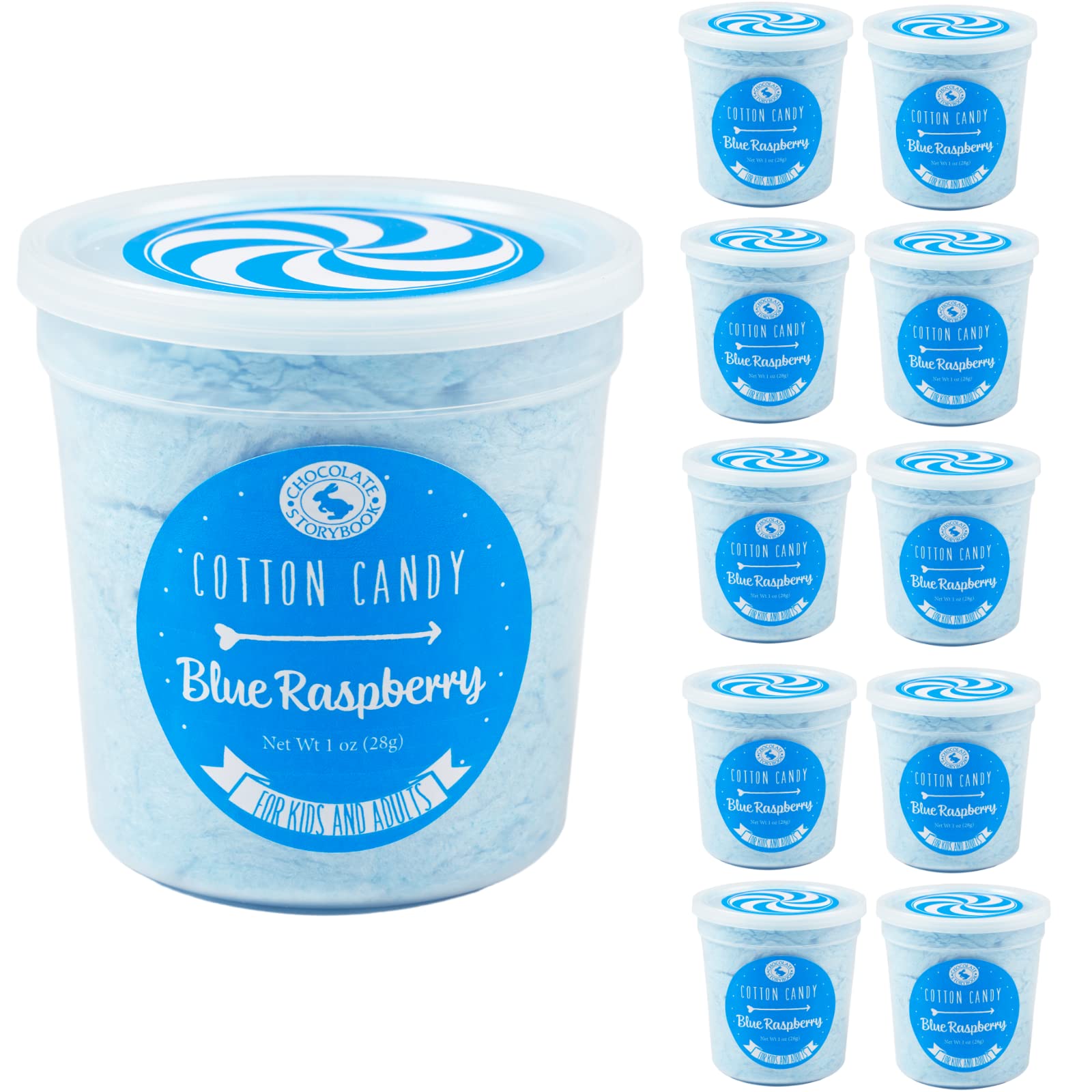 Blue Raspberry Cotton Candy Favors (Gift Set of 4) - Unique Ideas for Holidays, Birthdays, Celebrations, Party Favors