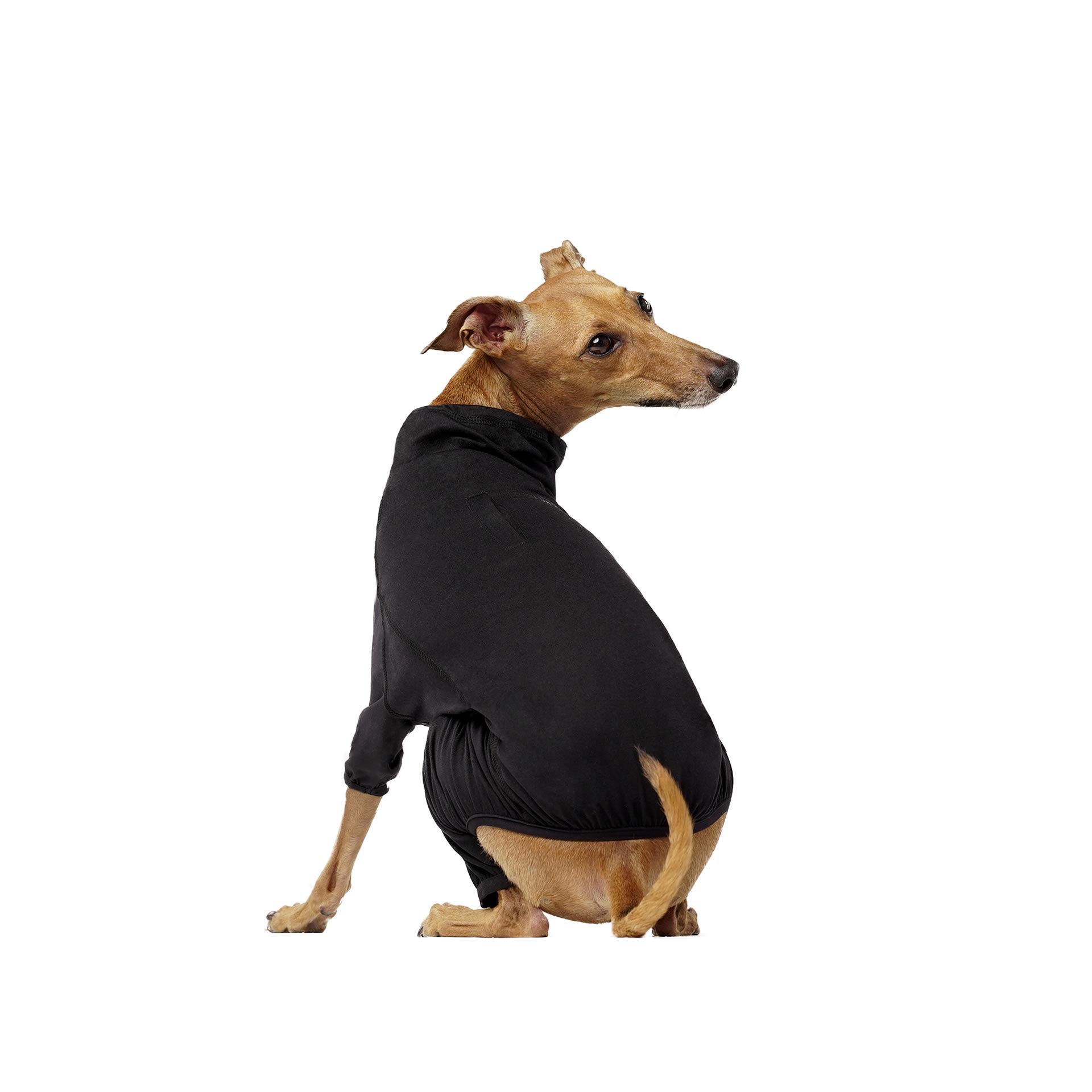 Canada Pooch Dog Onesie Full Coverage Pet Thermal Adjustable Bodysuit Heat Retention Fabric to Warm Dogs in Cold Weather for Small Medium Large Dog - Black/Size 8