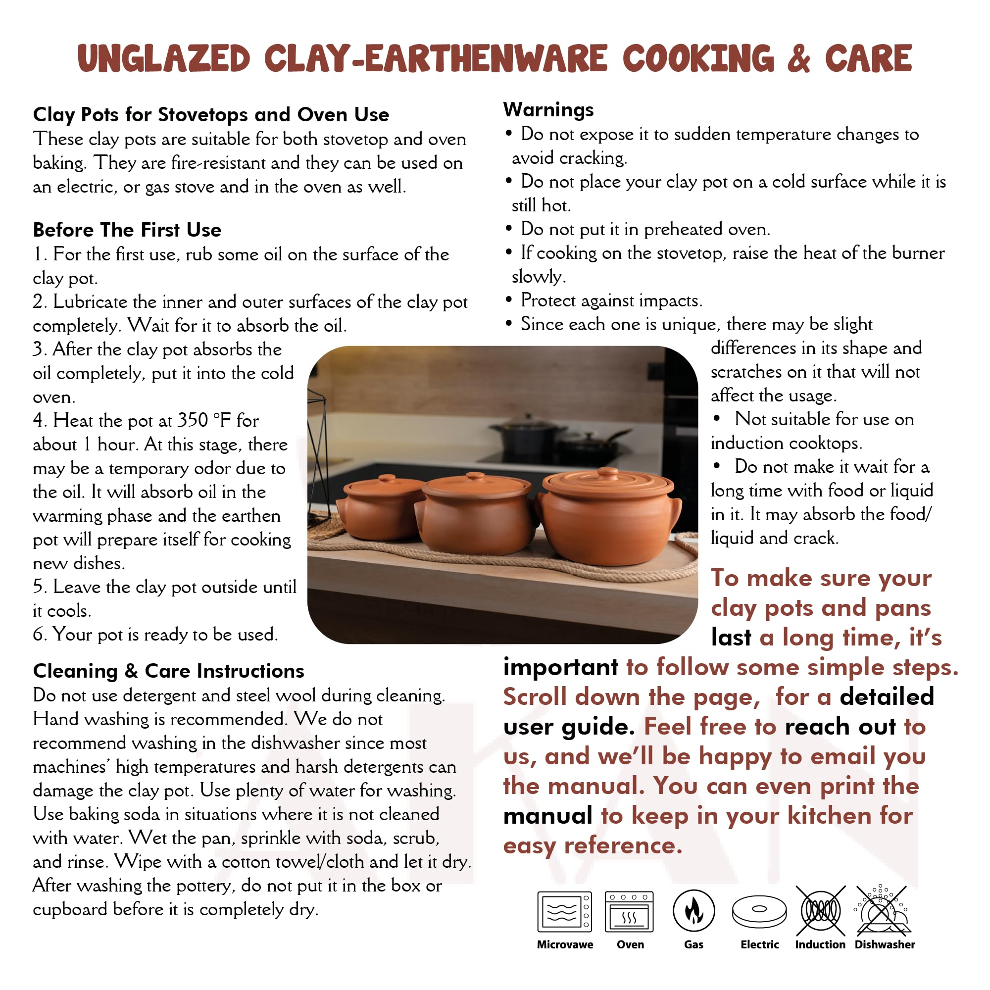 Handmade Clay Pot for Testi Kebab, Unglazed Earthenware Pot for Cooking, Clay Cooking Pots, Authentic Cappadocia Kebab Tandoori (Large 10 in)