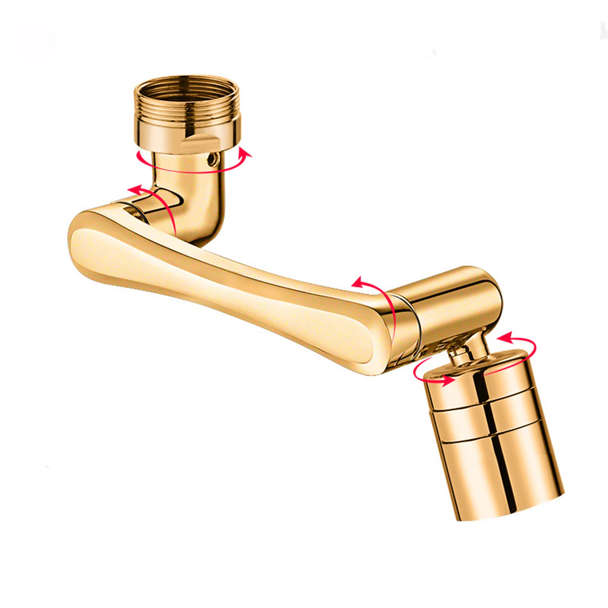Faucet Extender,1440°Rotating Splash Proof Filter Extender Faucet Aerator, 2 Water Outlet Modes Swivel Robotic Arm Adapter For Bathroom Kitchen-Gold double water outlet