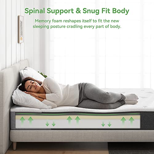 Kescas 12 Inch Bamboo Charcoal Cooling Gel Memory Foam Full Mattress -Medium Firm - with Moisture Wicking Cover and Edge Support for Motion Isolating - Made in North America