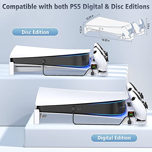 OIVO PS5 Horizontal Stand with 3-Level Cooling Fan and PS5 Controller Charger for Playstation 5 PS5 Console, PS5 Cooling Station with PS5 Charging Station, PS5 Stand Horizontal for PS5 Accessories