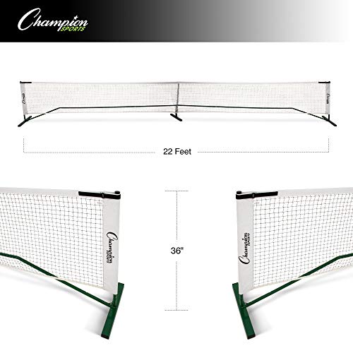 Champion Sports Portable Pickleball Net: Regulation Size Pickle Ball Net System - Easy Assembly Pickleball Nets with Carry Bag - 22β Wide x 36β Tall