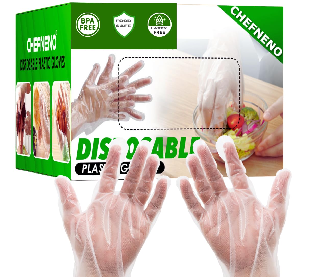 CHEFNENO Disposable Food Prep 700 Gloves (350 Pair) Plastic Disposable Gloves Kitchen Cooking Cleaning Food Handling Gloves (700 PCS)