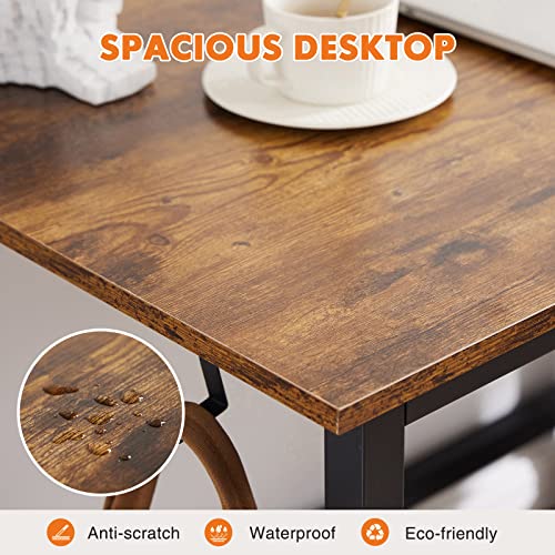 Small Computer Desk Small Office Desk 31 Inch Writing Desk Home Office Desks Small Space Desk Study Table Modern Simple Style Work Table with Storage Bag and Iron Hook, Wooden Desk for Home, Bedroom