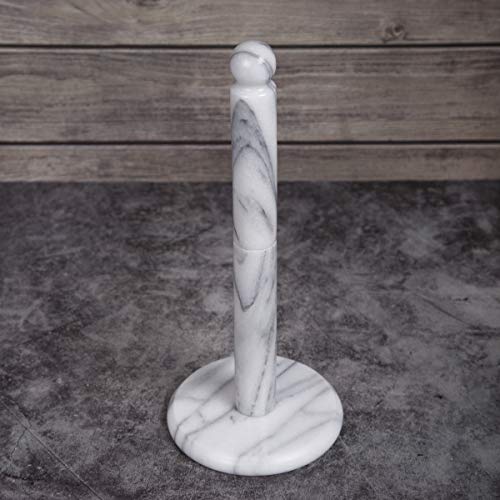 Creative Home Natural Marble Paper Towel Holder Kitchen Towel Dispenser Stand, 5.5" Diam. x 12.5" H, Off-White (Color May Vary)
