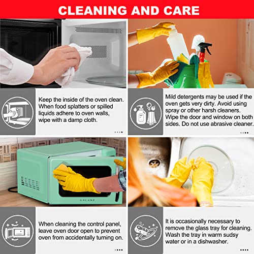 Galanz GLCMKZ09GNR09 Retro Countertop Microwave Oven with Auto Cook & Reheat, Defrost, Quick Start Functions, Easy Clean with Glass Turntable, Pull Handle.9 cu ft, Green