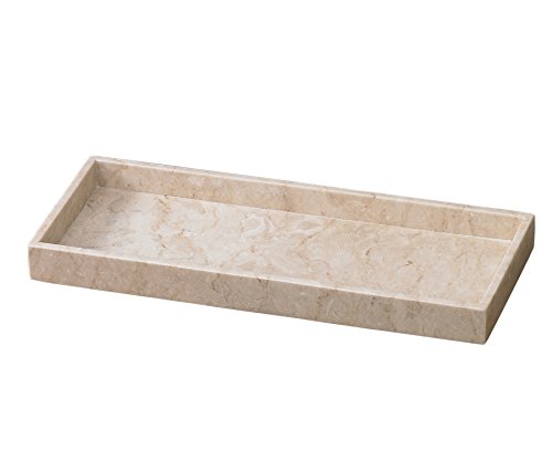 Creative Home Natural Champagne Marble Vanity Tray Towel Tray Bathroom Countertop Organize Tray, 6.5" L x 16.5" W x 1.5" H, Champagne (Beige)