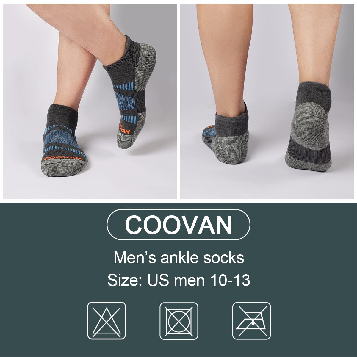 COOVAN 7 Pairs Mens Ankle Socks Athletic Low Cut Running Breathable Cushion Tab Socks