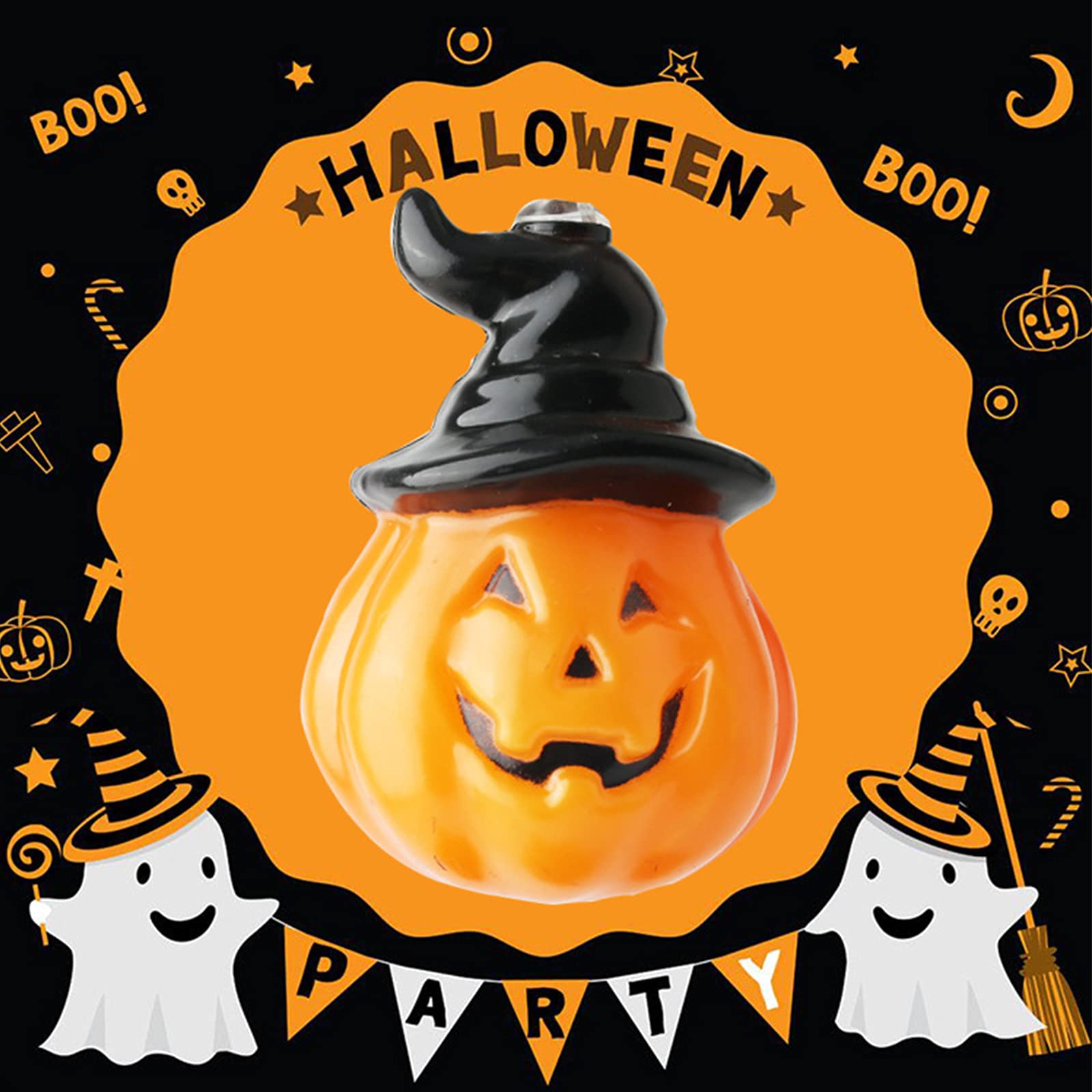 wonlex Orange Halloween Lights Battery Operated, 10FT 20 LEDs Pumpkin Lights Halloween Decor, Halloween Decorations Lights for Indoor, Outdoor Party, Garden (Pumpkin with Wizard Hat)
