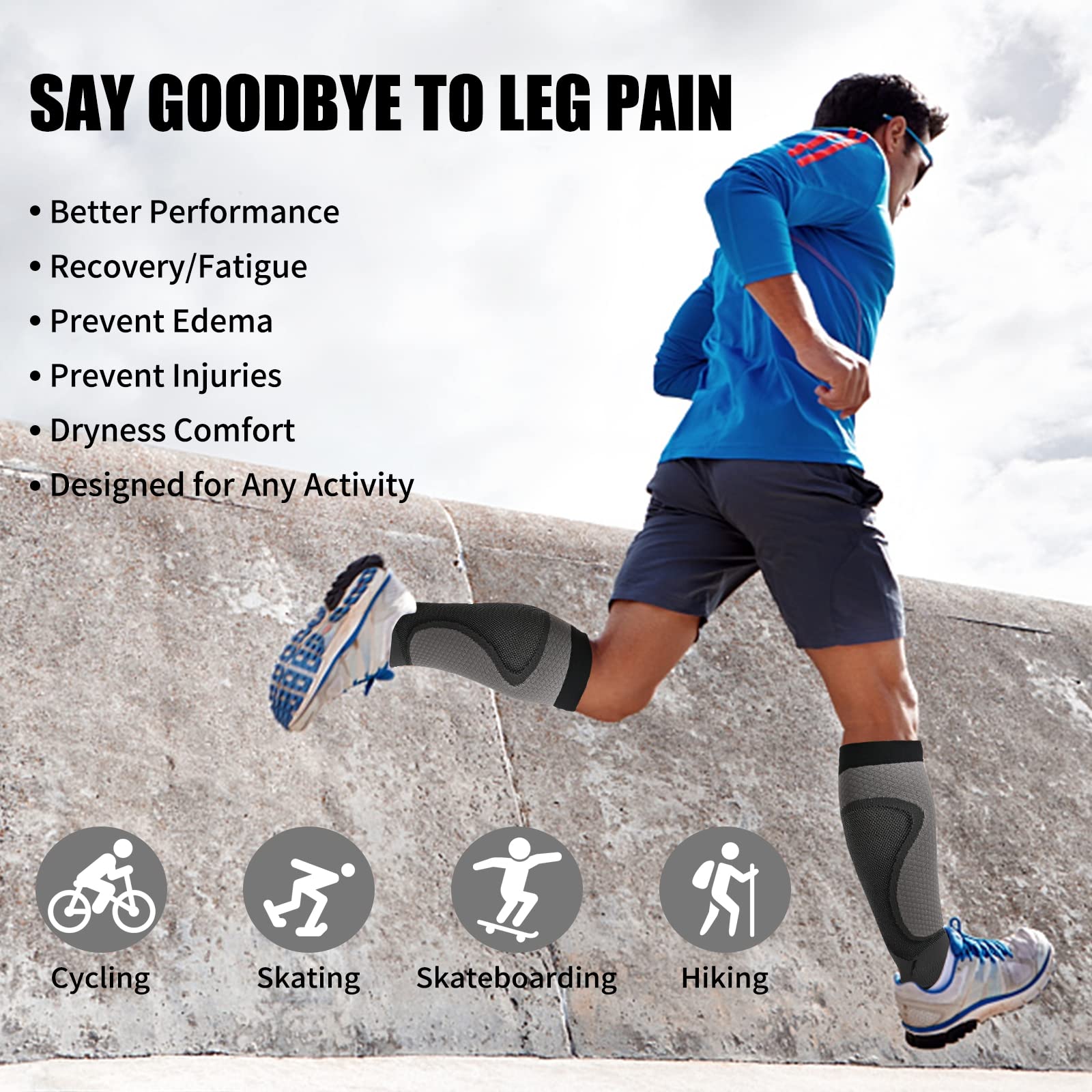 COOVAN Compression Socks for Men and Women 20-30 mmHg Knee High Compression Stockings Running Support Socks