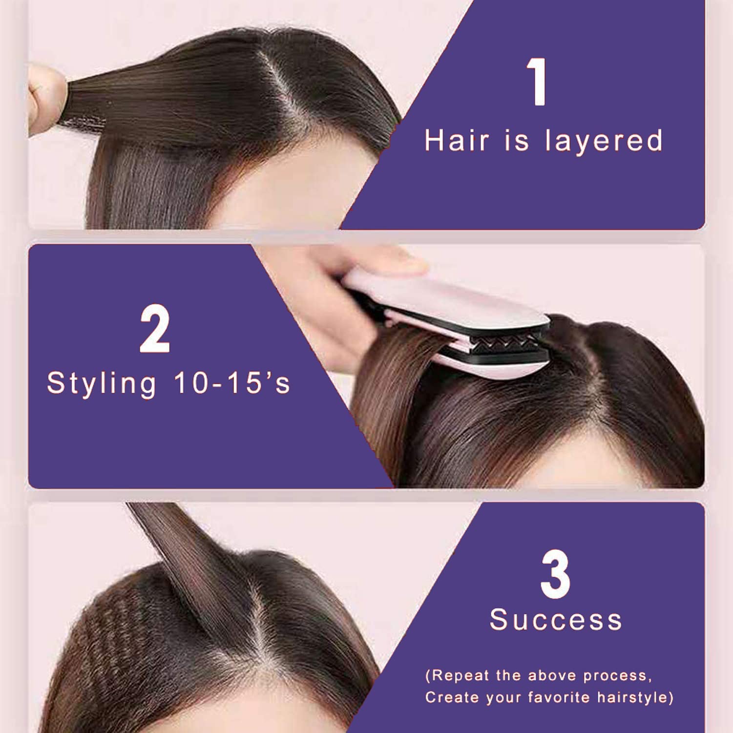 MBHAIR Ceramic Crimper Iron for Volumizing Fluffy Hairstyle, Corrugation Crimper Hair Iron, Anti Static Ceramic Hair Crimping Iron Adjust Temperature (Purple)