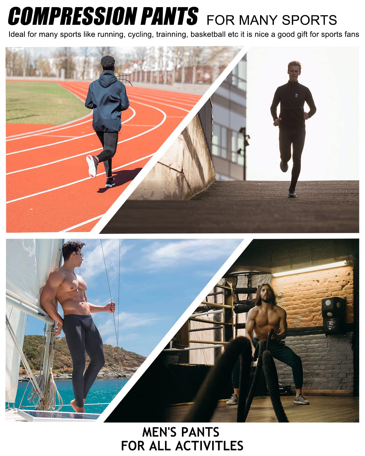 CANGHPGIN Men's Compression Pants Sports Tights for Men Gym Running Baselayer Cool Dry Workout Athletic Leggings