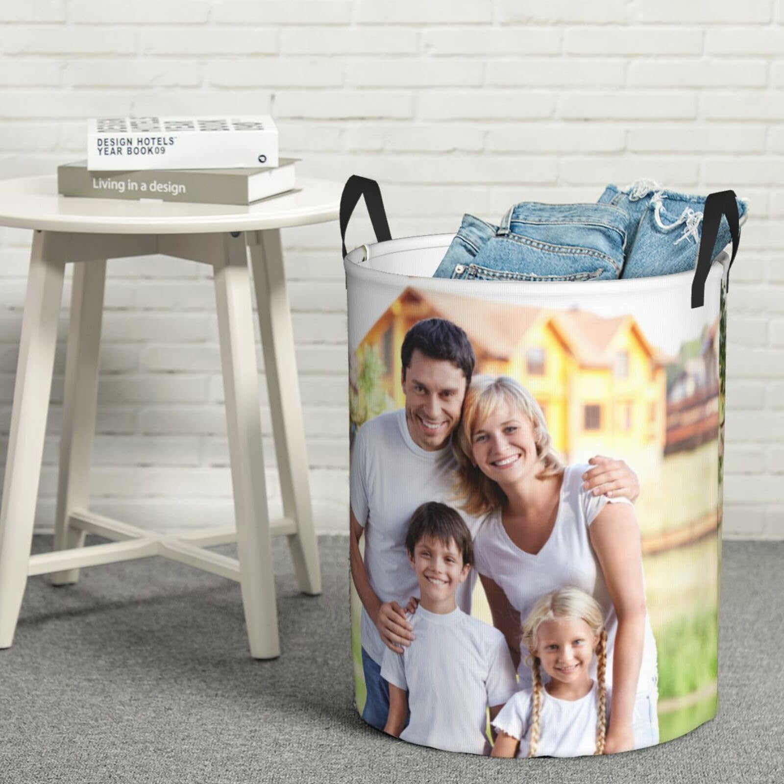 Custom Laundry Baskets Personalized Hampers Add Your Name Photo Text Customized Collapsible Dirty Clothes Baskets for Bedroom Bathroom Livingroom Barbershop Large 19.6" x 15.7"