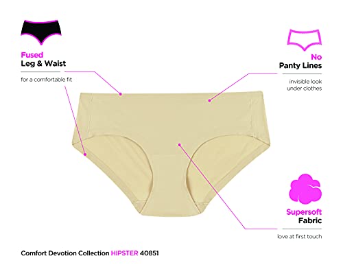 Maidenform womens Comfort Devotion No Pinch Panties, Hipster, Bikini, and Thong Available hipster panties, - Latte Lift, Medium US