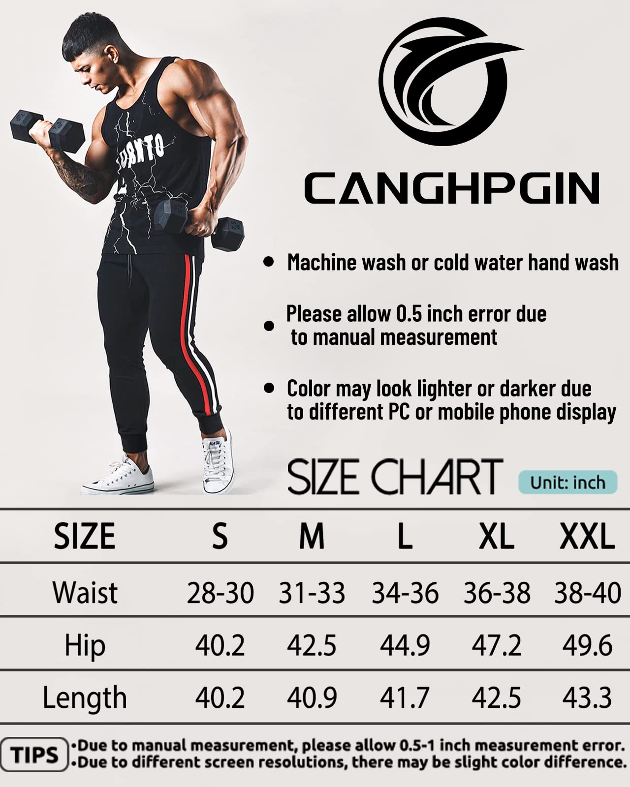 CANGHPGIN Workout Joggers for Men Sweatpants with Pockets, Slim Fit Atheltic Pants Men Track Pants Casual Running Navy