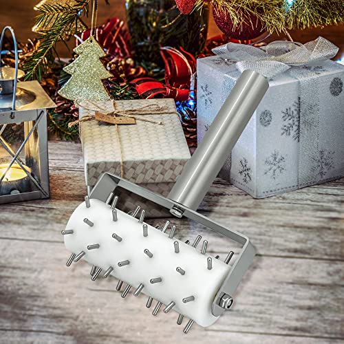 DOXILA Pizza Dough Docker Roller Pins Pastry Dough Tool, Stainless Steel Handle Roller Pin Puncher for Cake Pie Cookies Bread Pastry Baking Cooking Tool