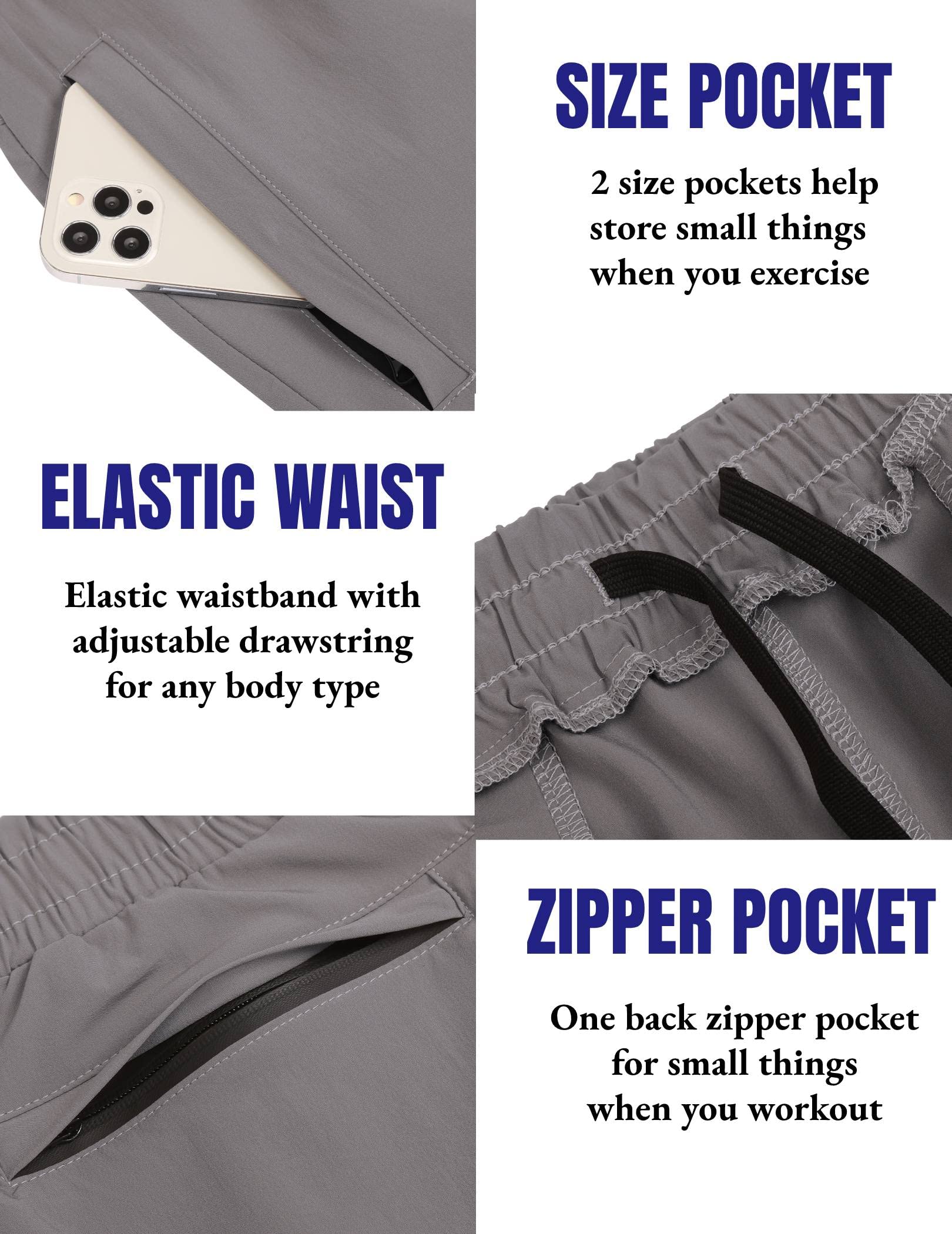COOFANDY Mens 5 Inch Athletic Running Shorts 2 Pack Quick Dry Gym Workout Shorts Lightweight with Pockets Khaki/Light Grey, 2XL