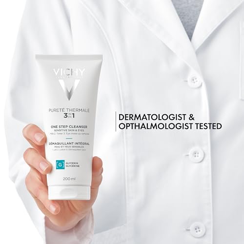 Vichy Pureté Thermale One Step Cleanser | Face Wash + Toner + Makeup Remover | No Rinse Required | Gentle Eye Makeup Remover | Suitable For Sensitive Skin & Contact Lenses | Non-Oily | Alcohol Free