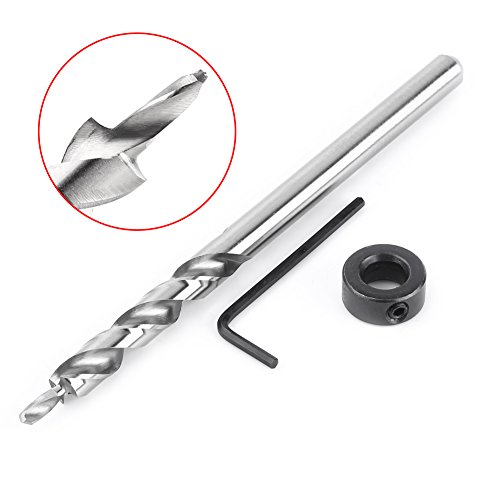Drill Bits Set,Ozgkee Power Drill 3/8" Inch Lip And Spur Point Drill Bit Round Shank With Adjustable Depth Stop For Woodworking Drill Bit