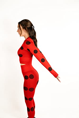 Miraculous Ladybug Womens Crop Top Active Cosplay - Seamless for Gym Workout, Exercise, Yoga, Running by MAXXIM Red Medium