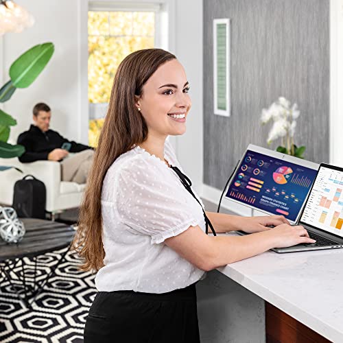 SideTrak Swivel 14” Patented Attachable Portable Monitor for Laptop | FHD TFT USB Laptop Dual Screen | Mac, PC & Chrome Compatible | Fits All Laptops | Powered by USB-C or Mini HDMI (Dark Gray)